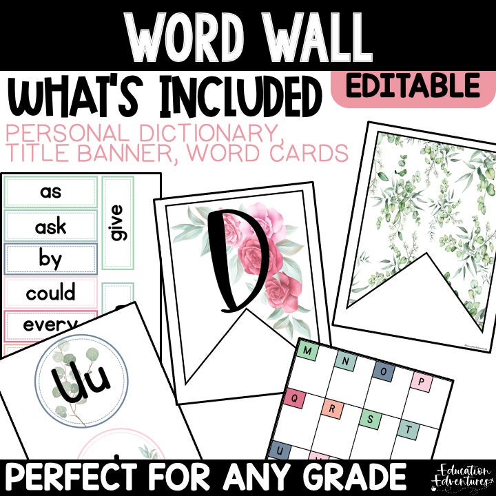 Botanical Personal Word Wall & Display EDITABLE Interactive Classroom ...