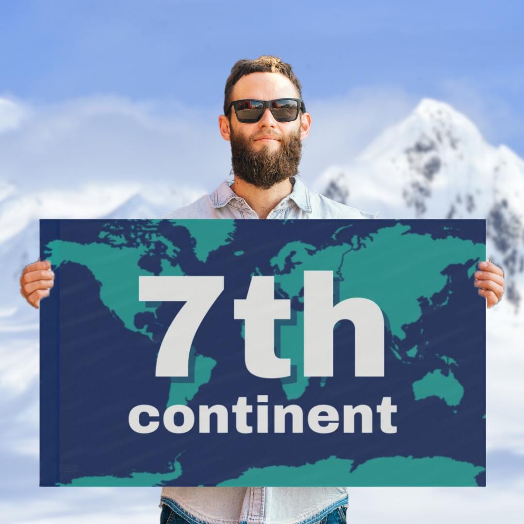 7th Continent Navy & Teal World Map Flag, Travel Milestone, World ...