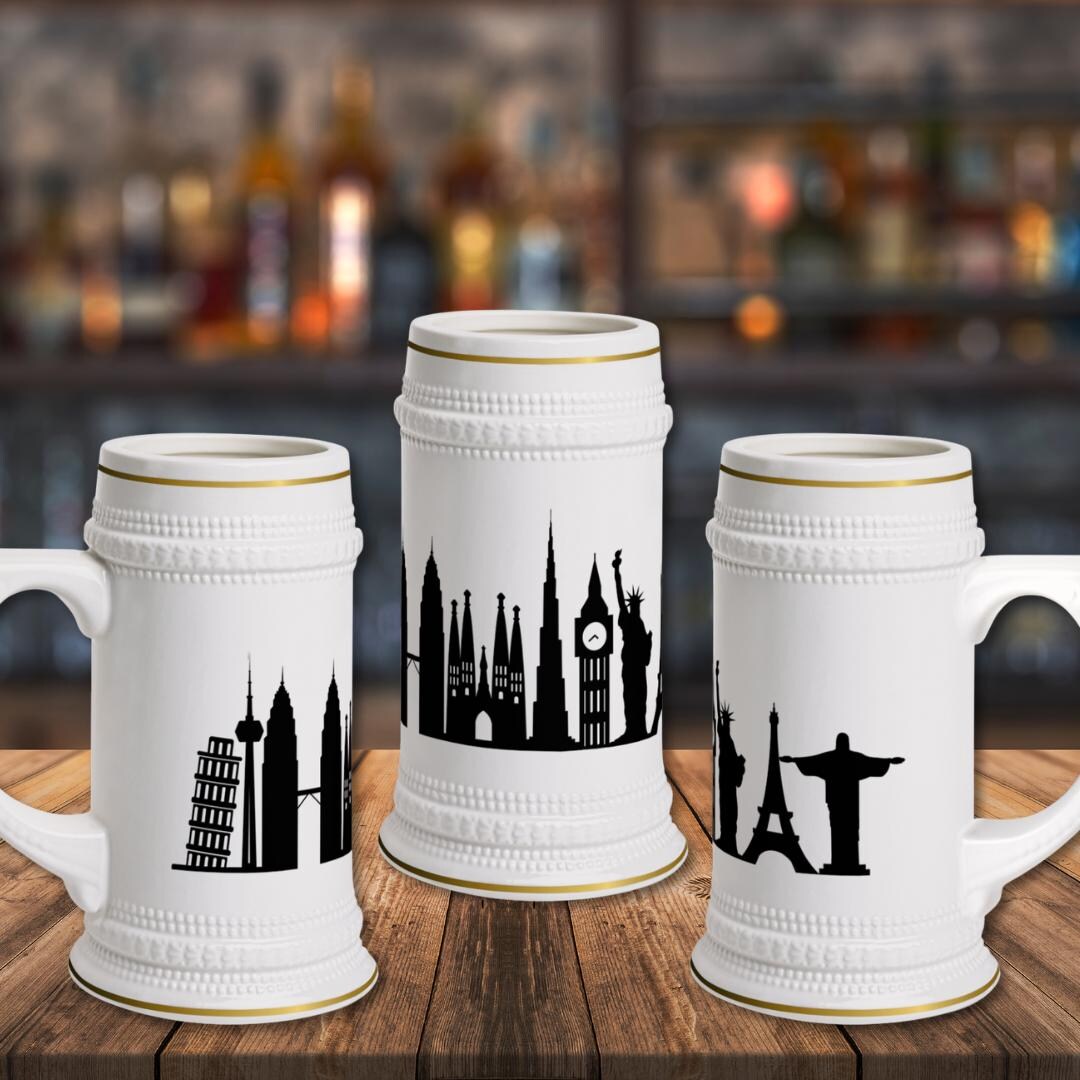World Landmarks Monument Skyline Beer Stein Mug | Travel Mug ...