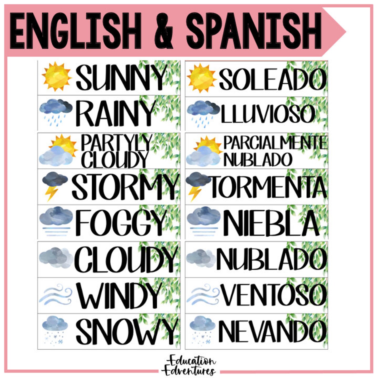 Botanical Pocket Chart Calendar & Flip Calendar and Weather - Etsy