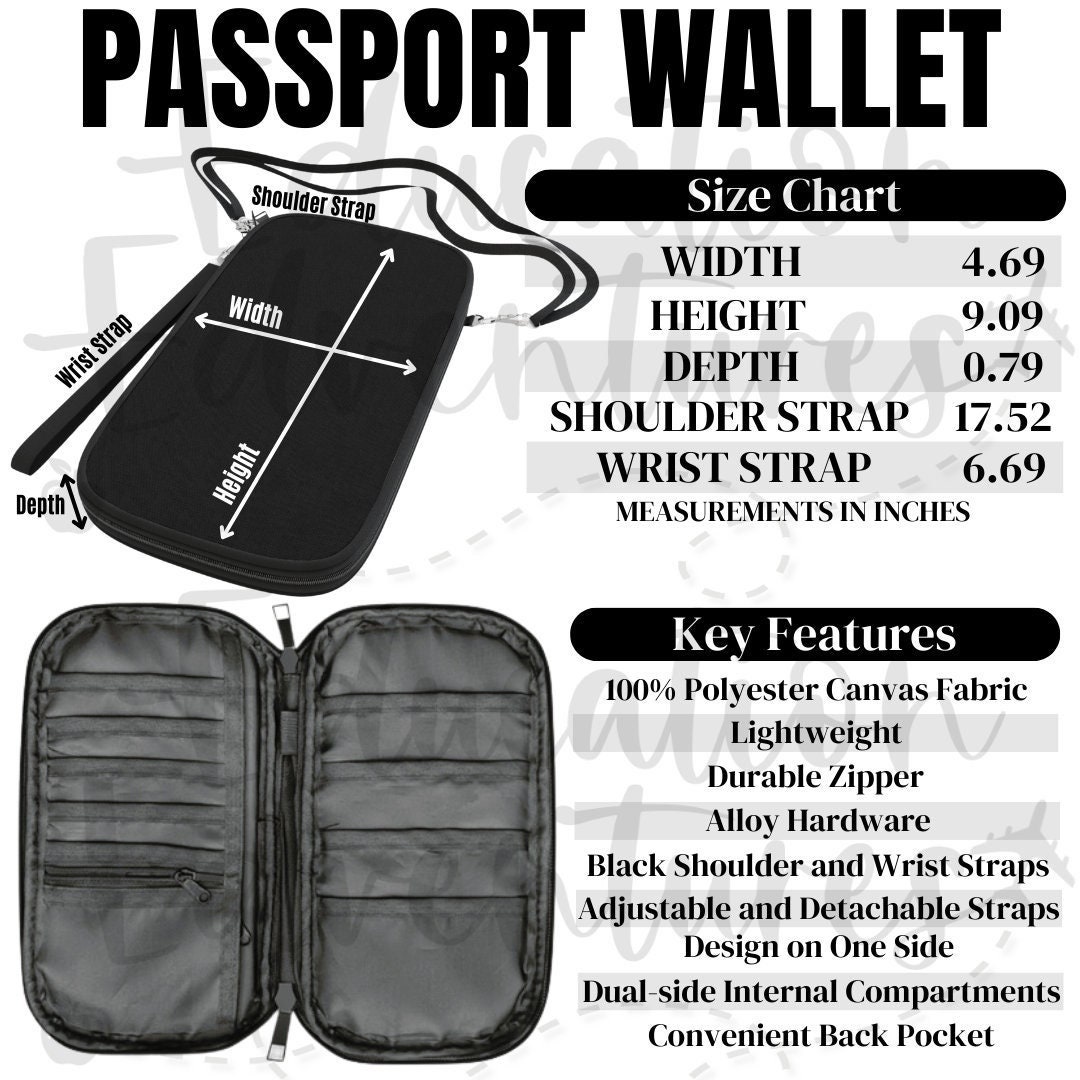 Passport Wallet Size Chart and Key Features, Printify POD Product ...