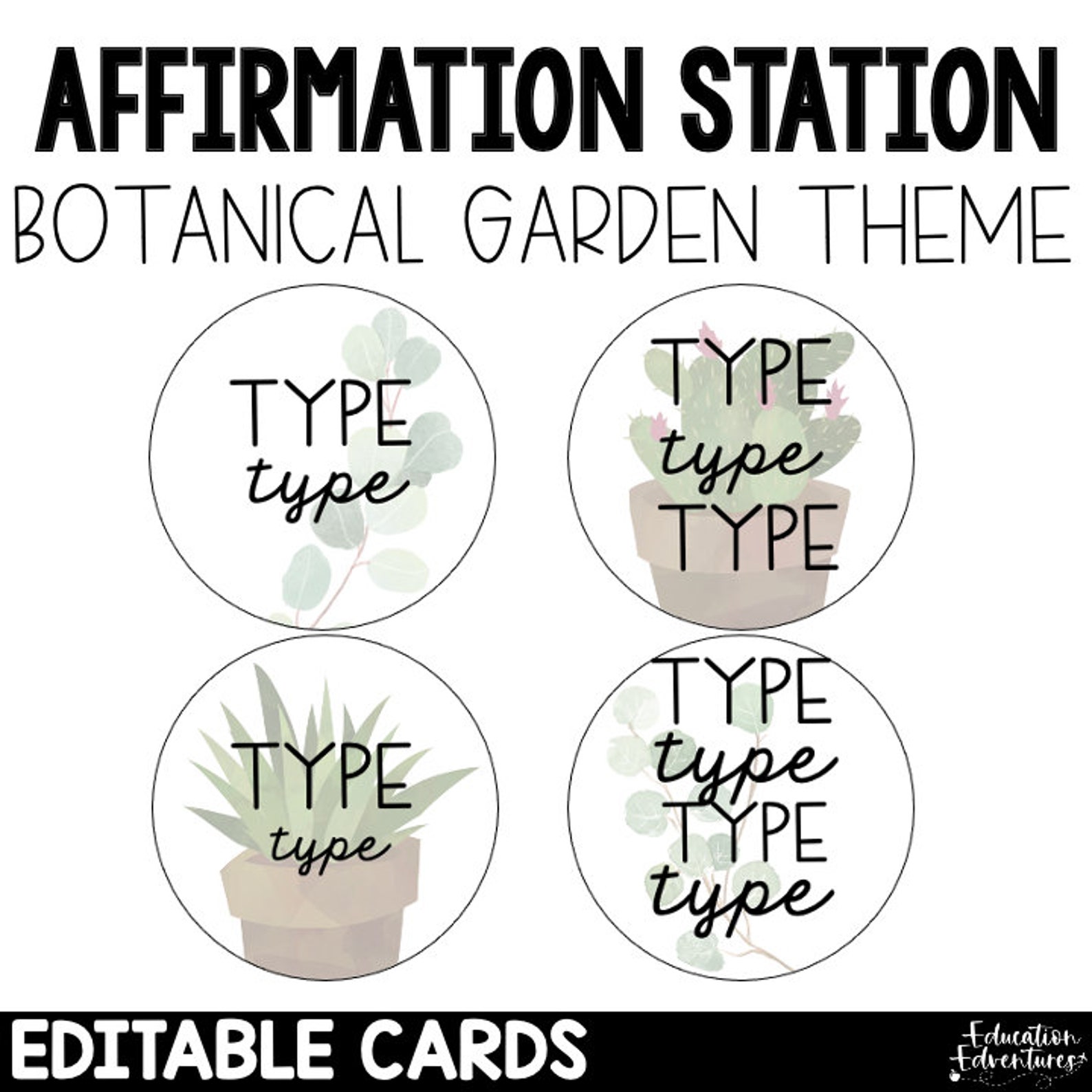 Botanical Affirmation Station EDITABLE Positive Affirmations - Etsy