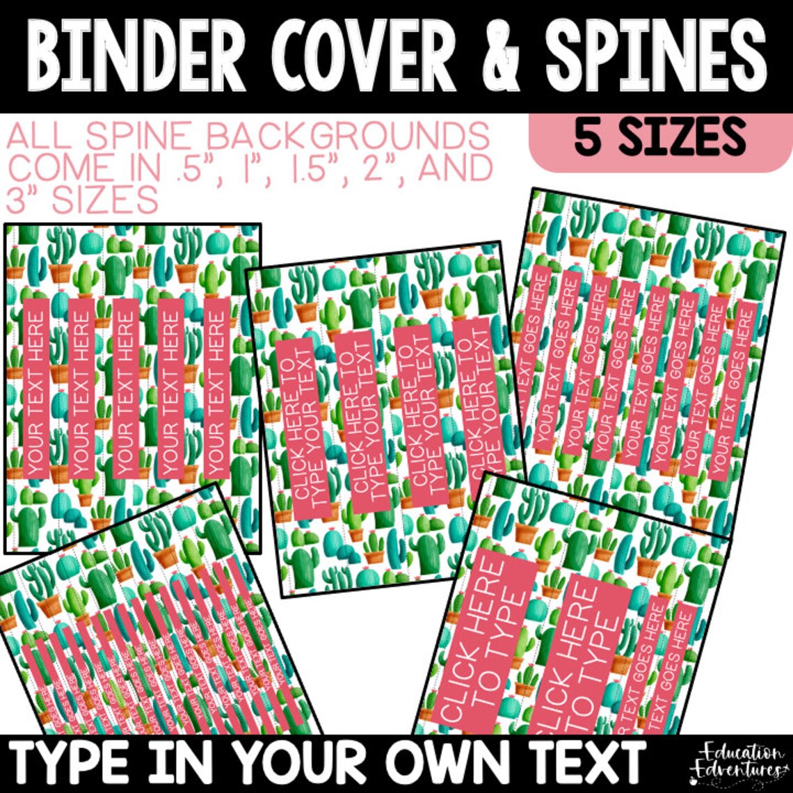 Botanical Editable Binder Covers and Spines | Cactus Plant - Etsy