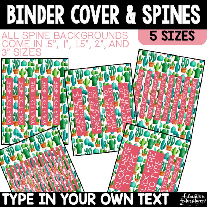 Botanical Editable Binder Covers and Spines | Cactus Plant - Etsy