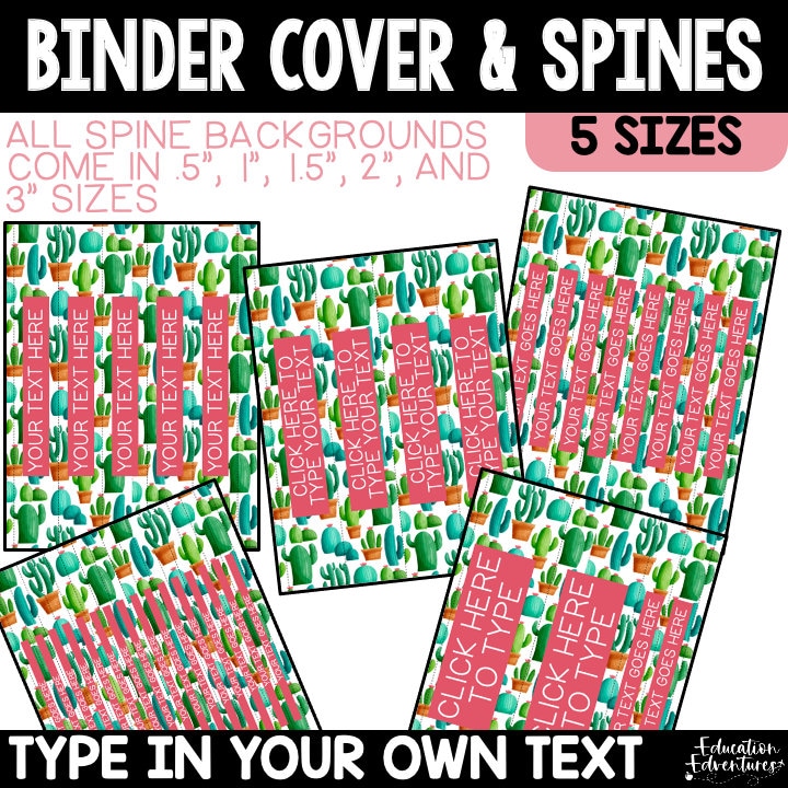 Botanical Editable Binder Covers and Spines | Cactus Plant - Etsy