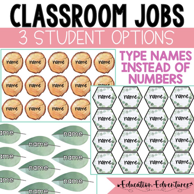 Editable Classroom Jobs Poster Clip Chart Botanical Classroom Decor ...