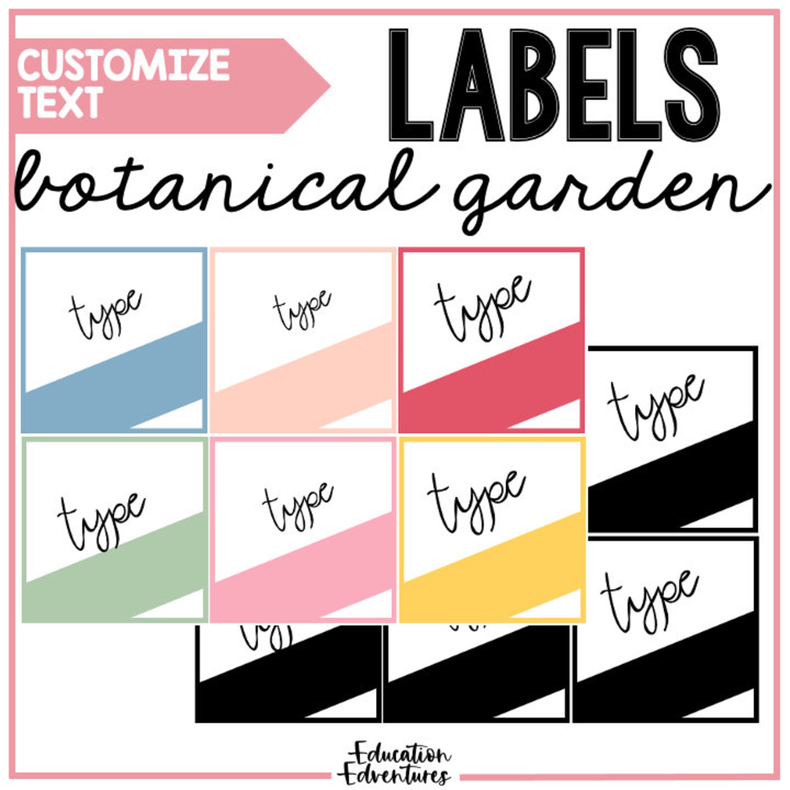 Botanical Classroom Supply Labels EDITABLE Art Caddy - Etsy