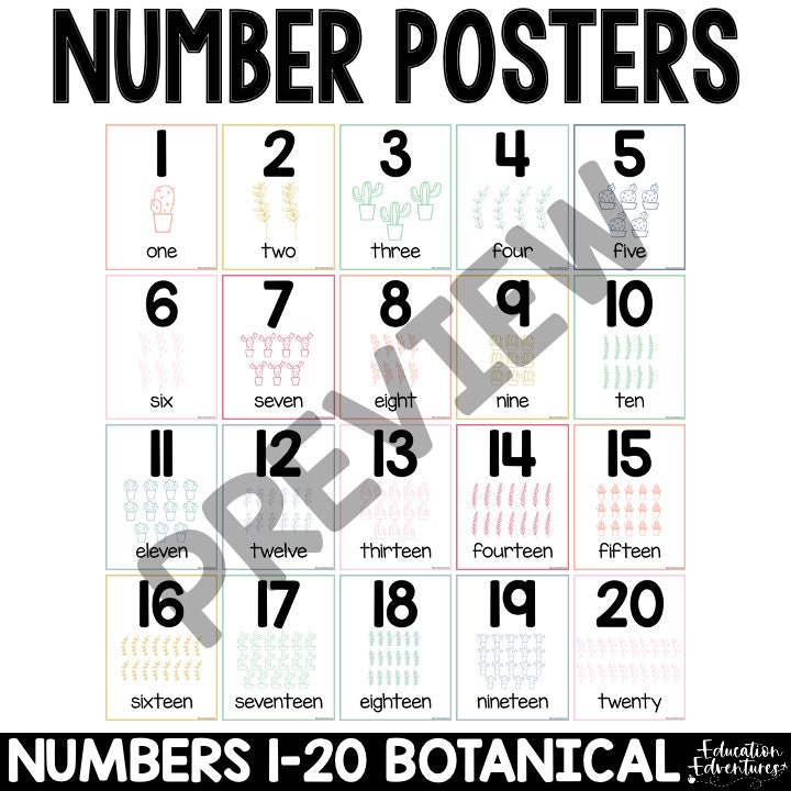 Botanical Ten Frame Number Posters | Tally Marks Base 10 Classroom ...