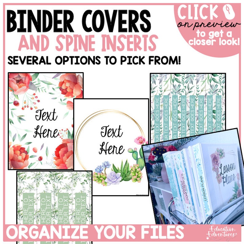 Botanical Editable Binder Covers and Spines | Cactus Plant - Etsy