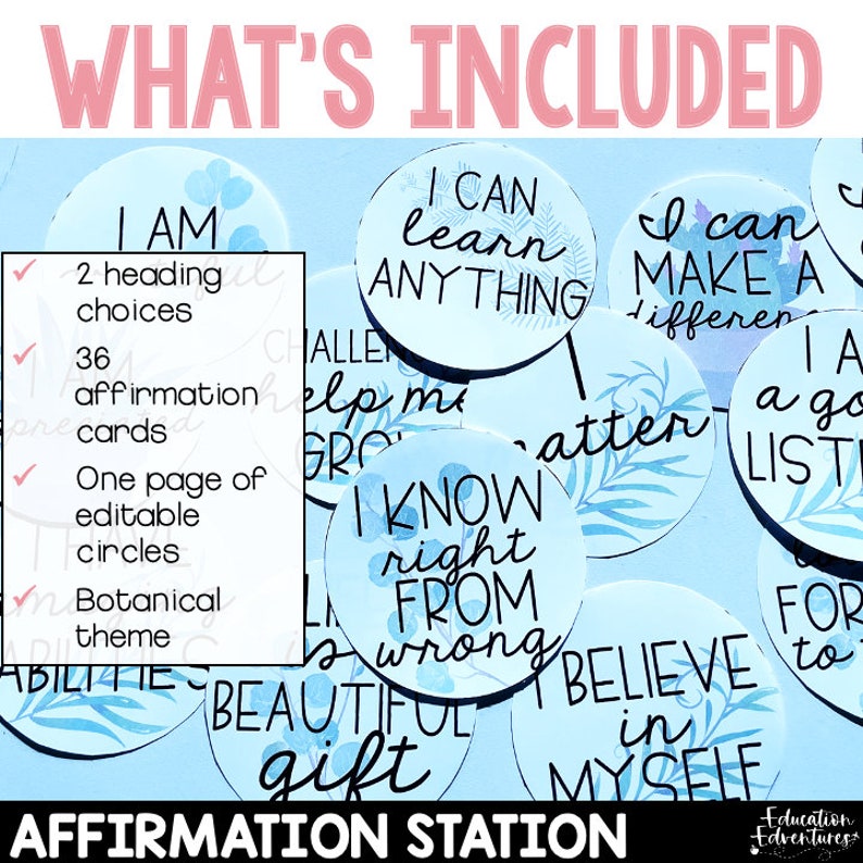 Botanical Affirmation Station EDITABLE | Positive Affirmations ...