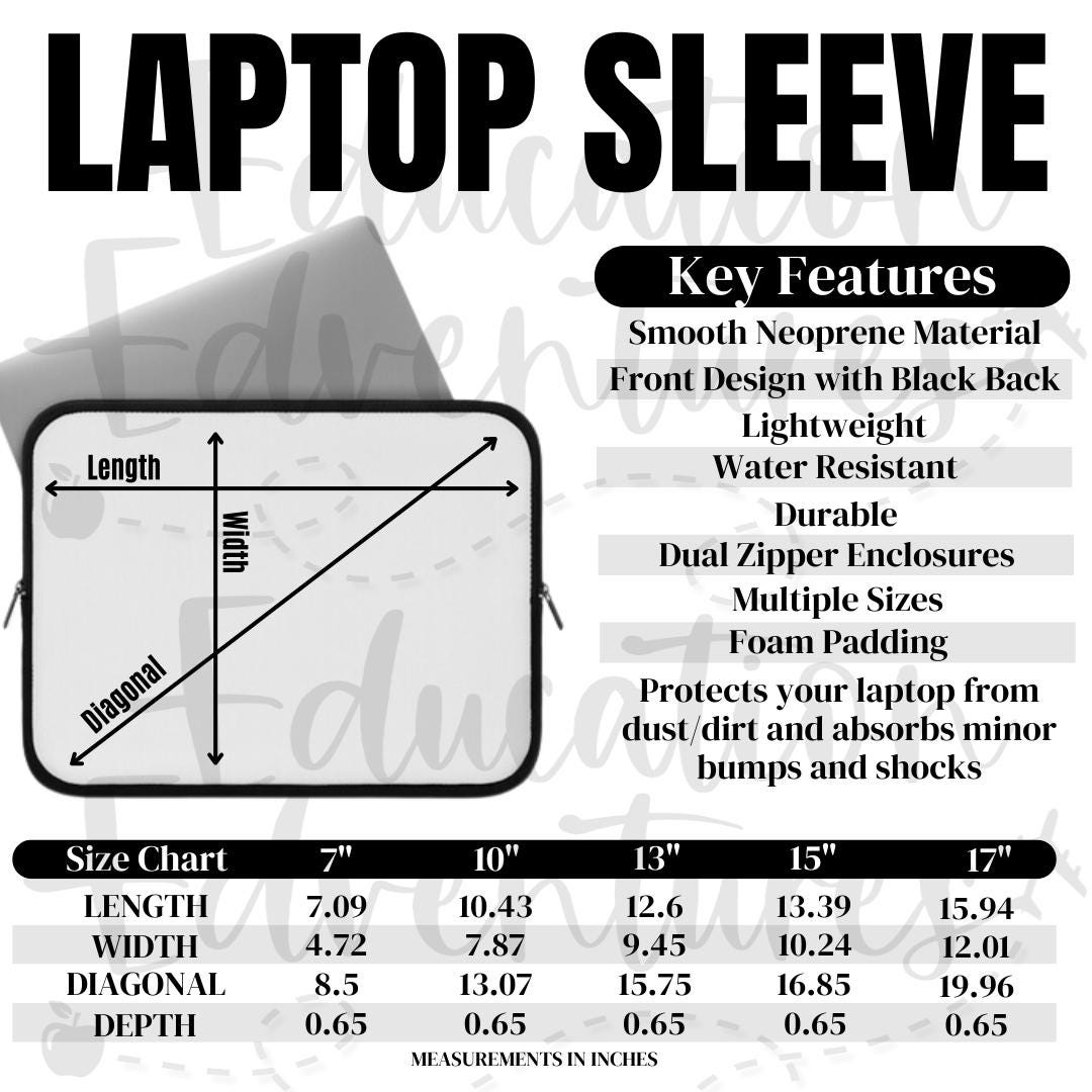 Laptop Sleeve Size Chart and Key Features, Printify POD Product Listing ...