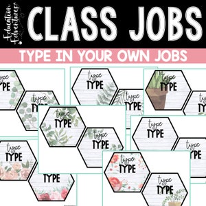 Editable Classroom Jobs Poster Clip Chart | Botanical Classroom Decor ...