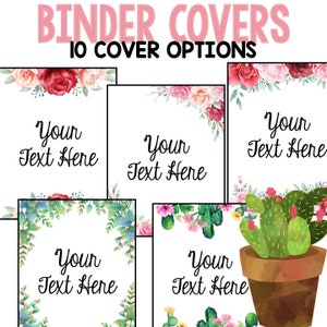Botanical Editable Binder Covers and Spines | Cactus Plant - Etsy