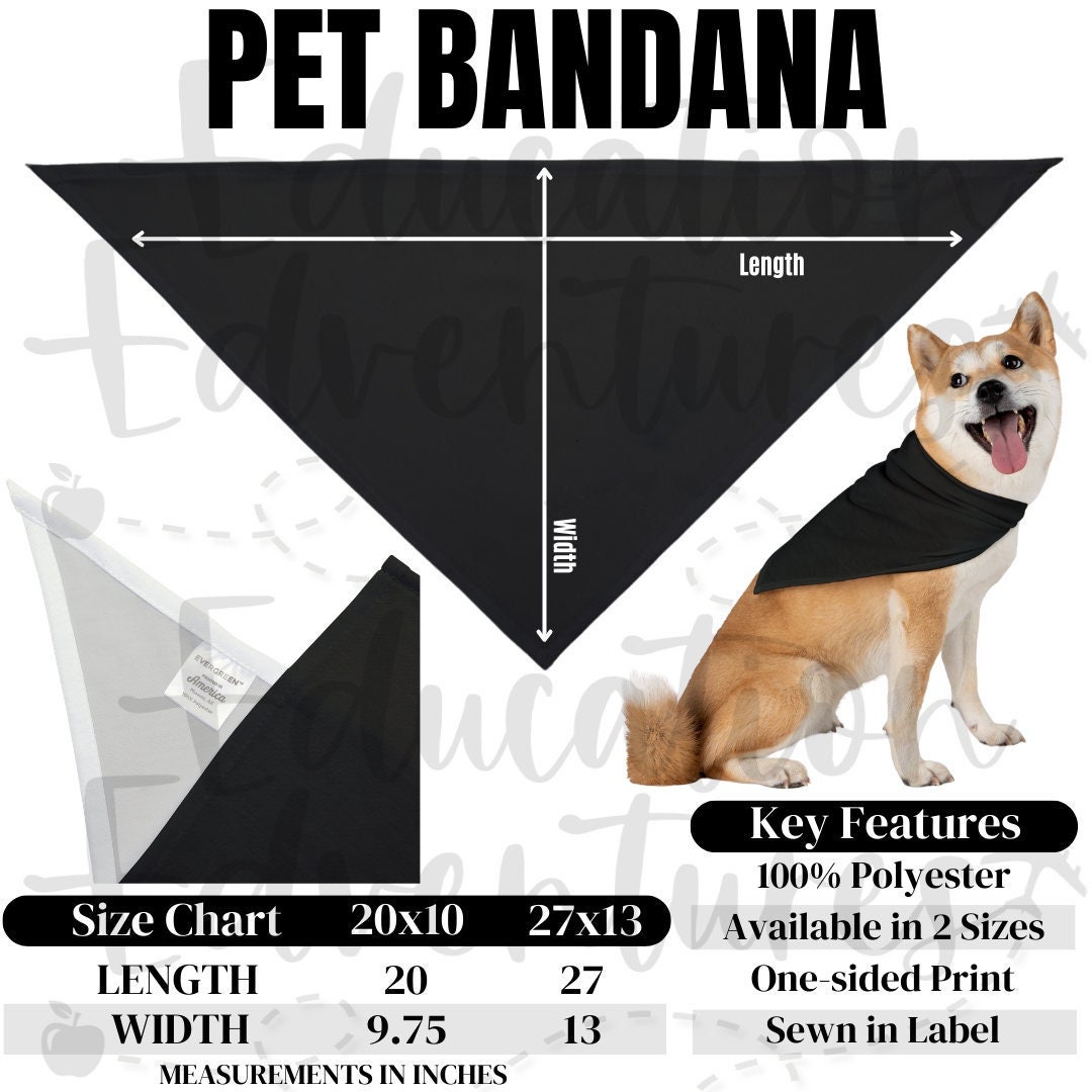 Pet Bandana Size Chart and Key Features, Printify POD Product Listing ...