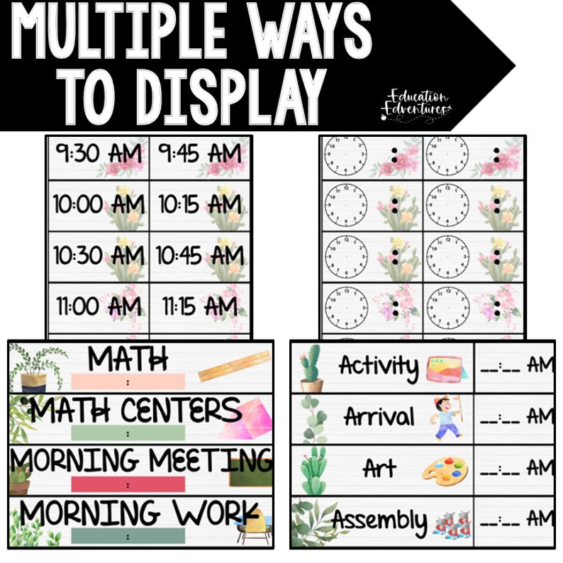 Botanical Daily Schedule Cards EDITABLE Visual Display - Etsy