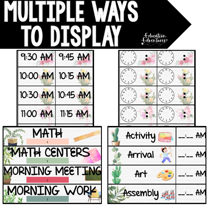 Botanical Daily Schedule Cards EDITABLE Visual Display - Etsy