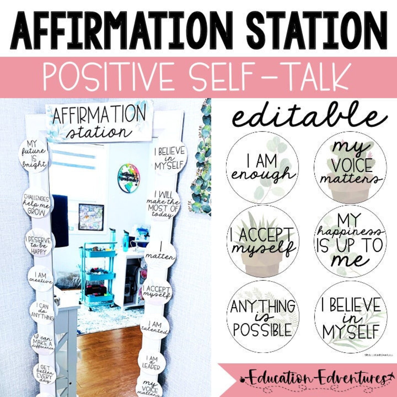 Botanical Affirmation Station EDITABLE | Positive Affirmations ...