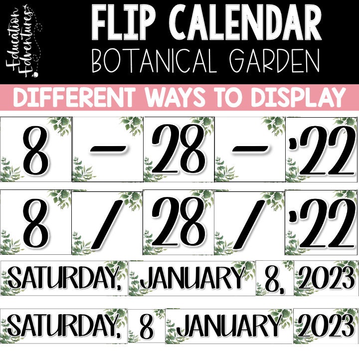 Botanical Pocket Chart Calendar & Flip Calendar and Weather EDITABLE ...