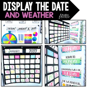 Botanical Pocket Chart Calendar & Flip Calendar and Weather EDITABLE ...
