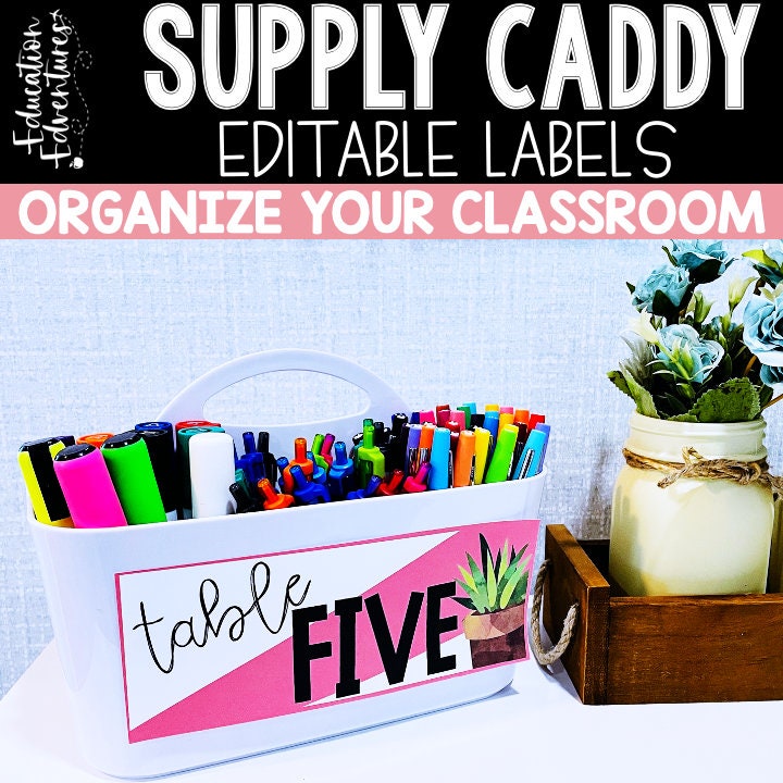 Botanical Classroom Supply Labels EDITABLE Art Caddy - Etsy