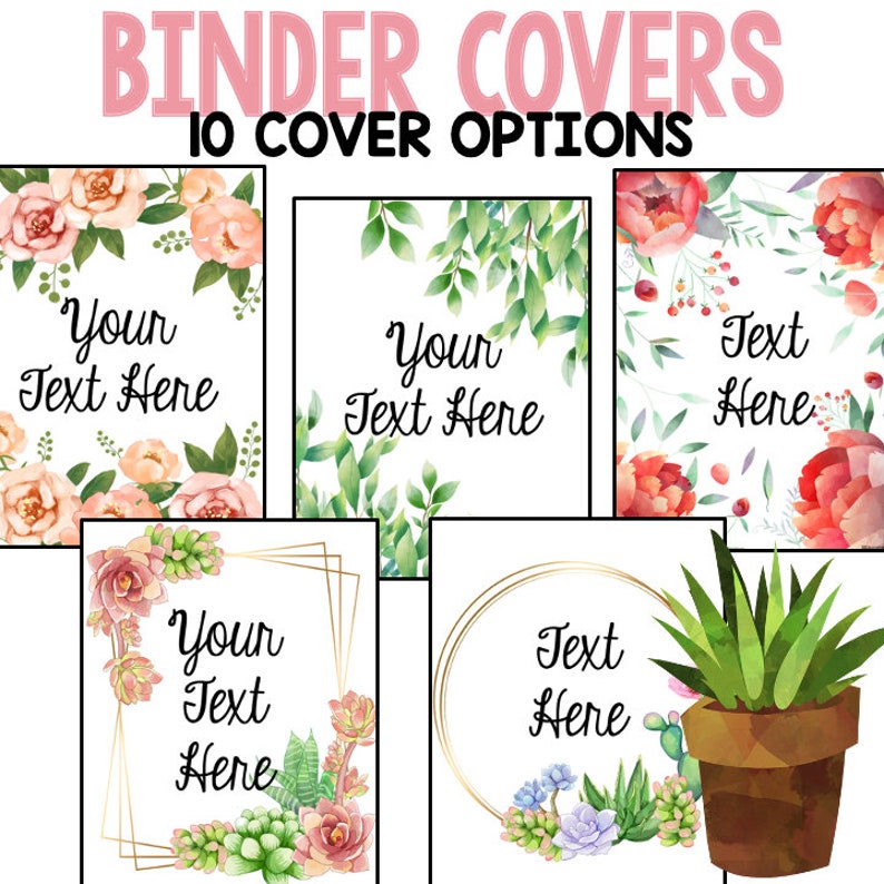 Botanical Editable Binder Covers and Spines | Cactus Plant - Etsy