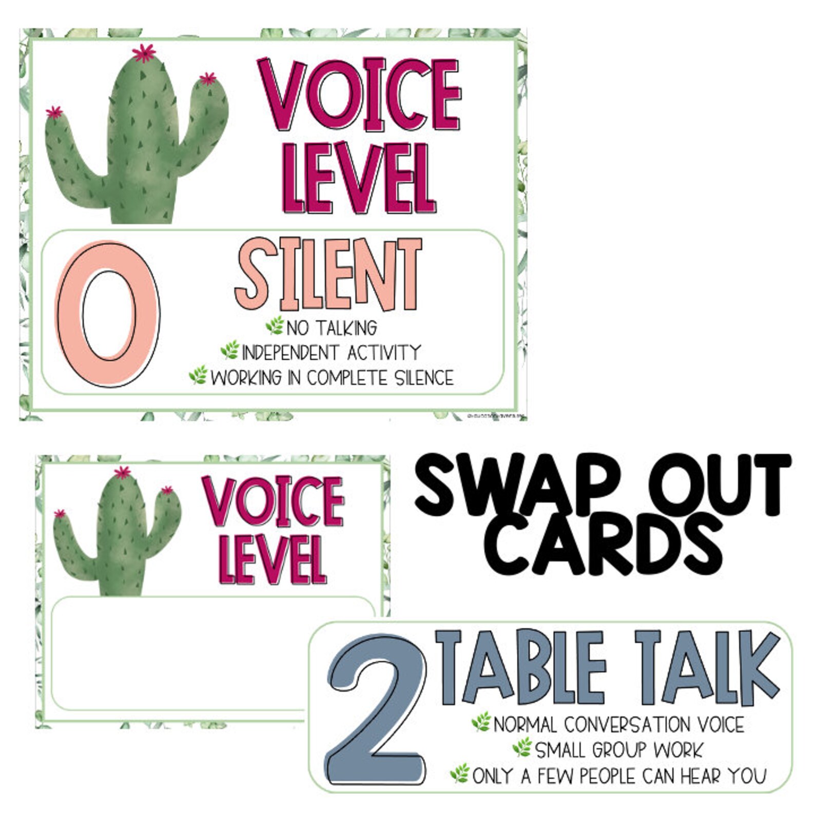 Botanical Voice Level Chart EDITABLE Voice Volume Levels - Etsy