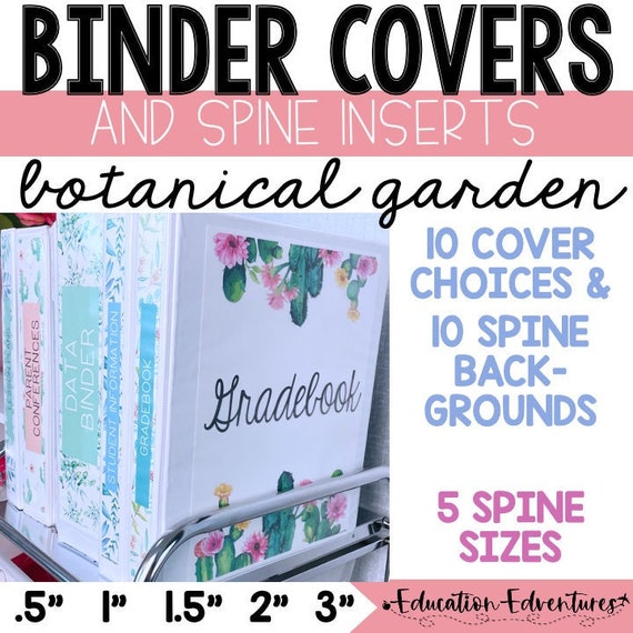 Botanical Editable Binder Covers and Spines Cactus Plant | Etsy