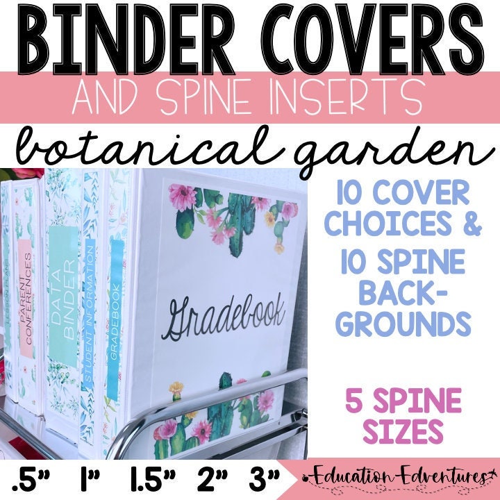 Botanical Editable Binder Covers and Spines | Cactus Plant - Etsy
