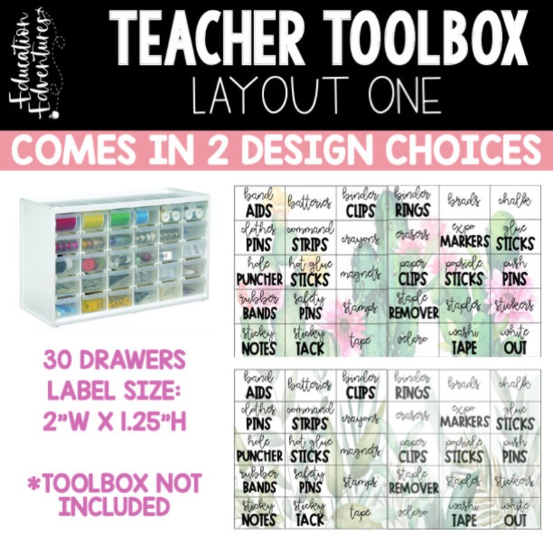 Botanical Teacher and Office Toolbox Labels EDITABLE Cactus - Etsy