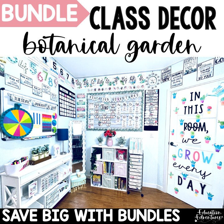 Botanical Classroom Decor Bundle | Plant Theme | Cactus Farmhouse ...