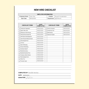 New Hire Checklist. Onboarding New Team Member Cheat Sheet. HR New ...