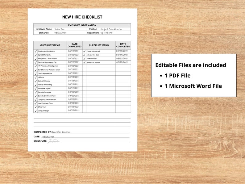 New Hire Checklist. Onboarding New Team Member Cheat Sheet. HR | Etsy