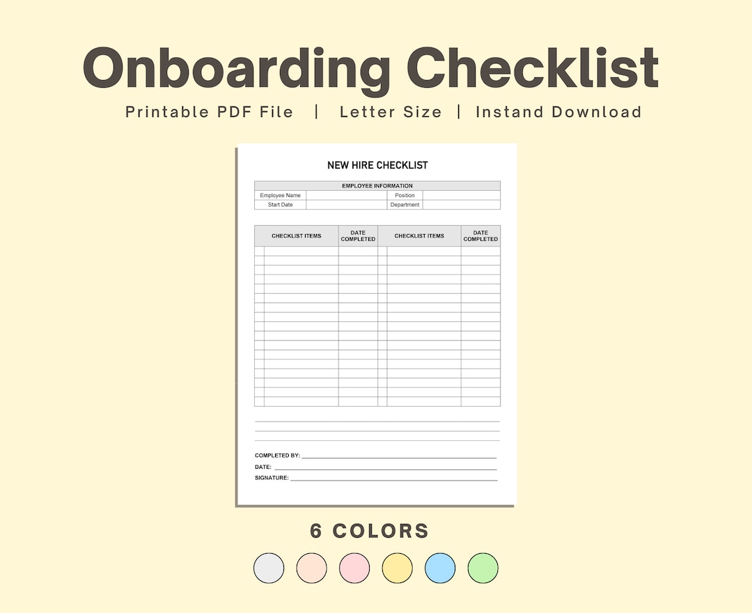 New Hire Checklist. Onboarding New Team Member Cheat Sheet. HR New ...