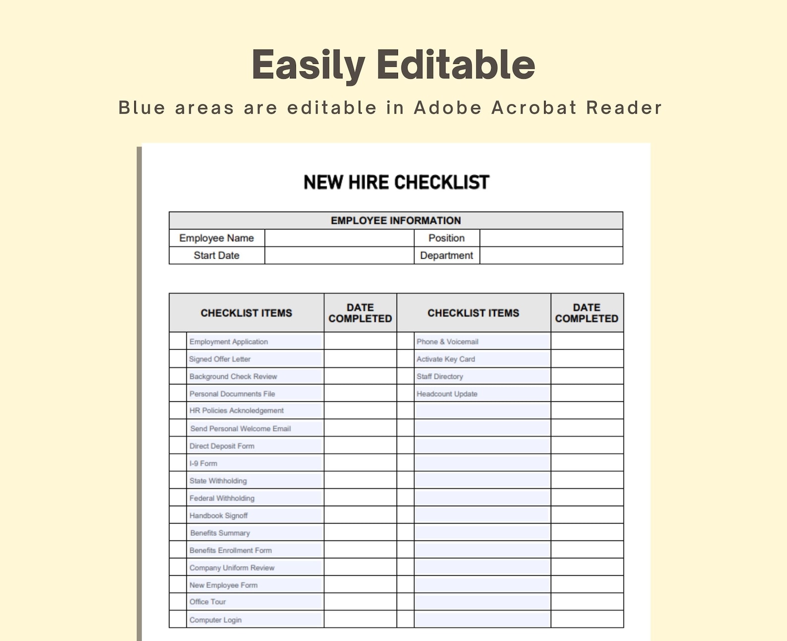 New Hire Checklist. Onboarding New Team Member Cheat Sheet. HR New ...