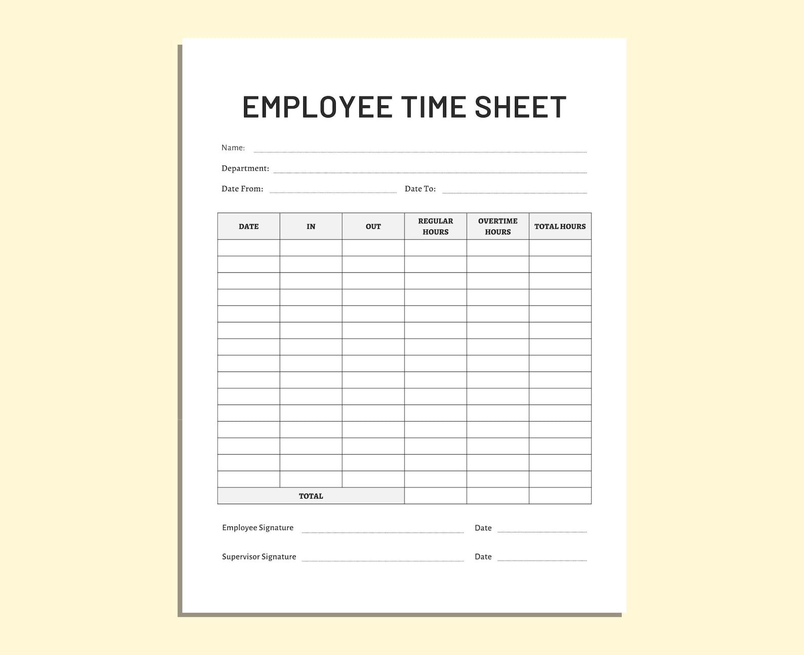 Employee Time Sheet. Work Hours Log. Printable Timesheet. PDF. - Etsy ...