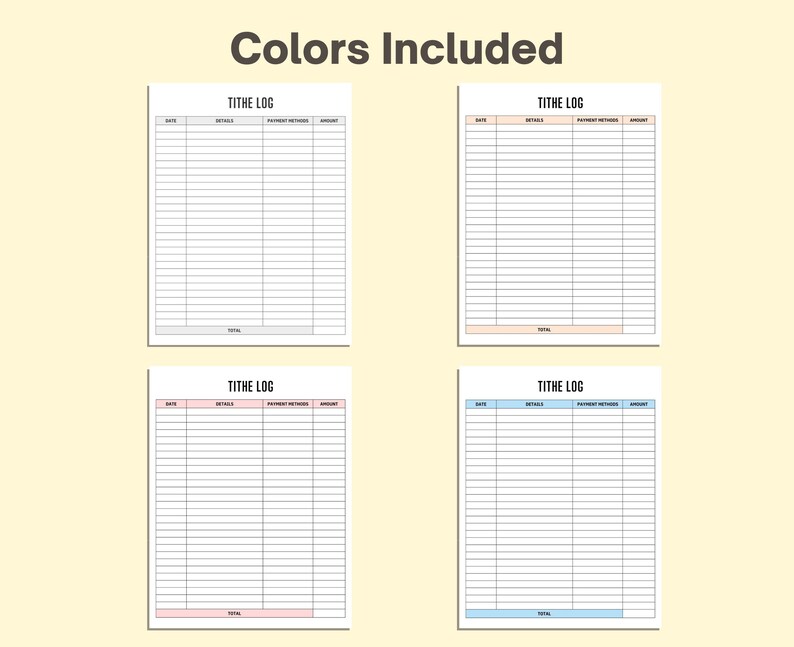 Tithe Log. Tithing Tracker. Financial Donation Record. Printable PDF - Etsy