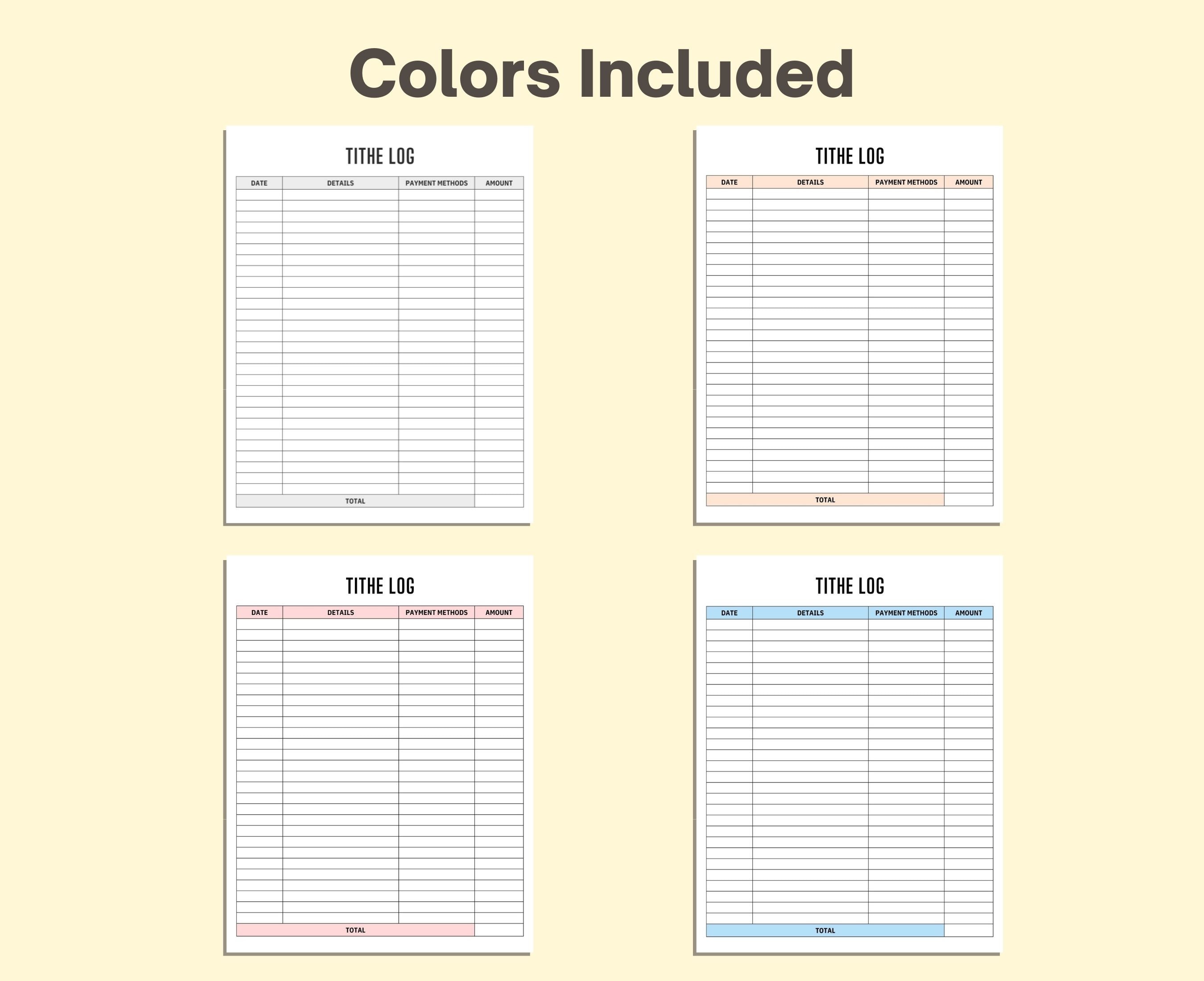 Tithe Log. Tithing Tracker. Financial Donation Record. Printable PDF - Etsy