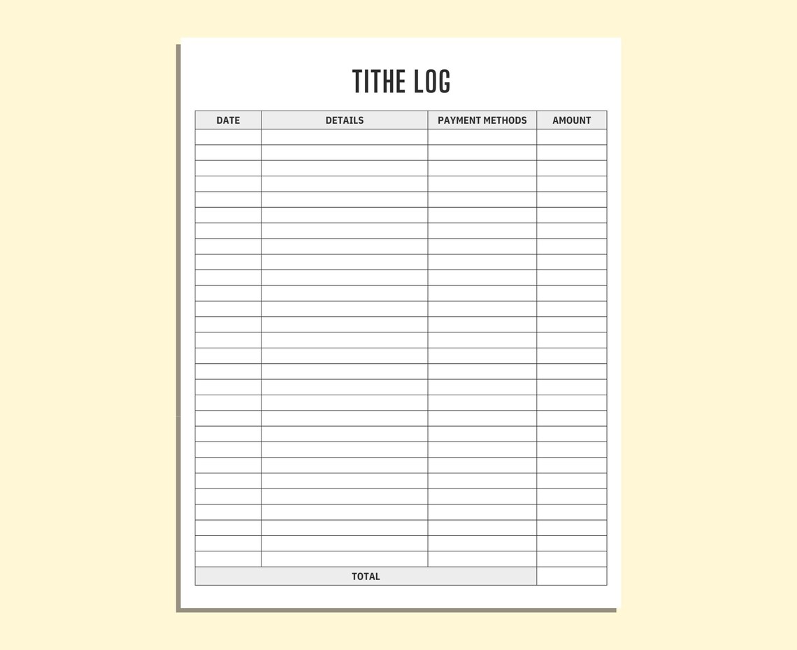 Tithe Log. Tithing Tracker. Financial Donation Record. - Etsy