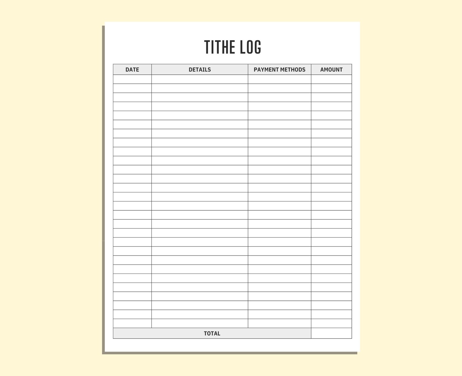 Tithe Log. Tithing Tracker. Financial Donation Record. Printable PDF - Etsy