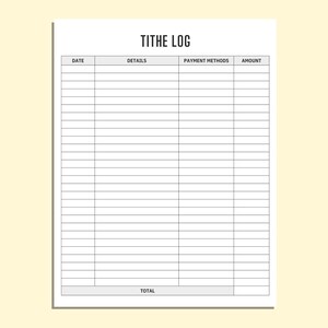 Tithe Log. Tithing Tracker. Financial Donation Record. Printable PDF - Etsy