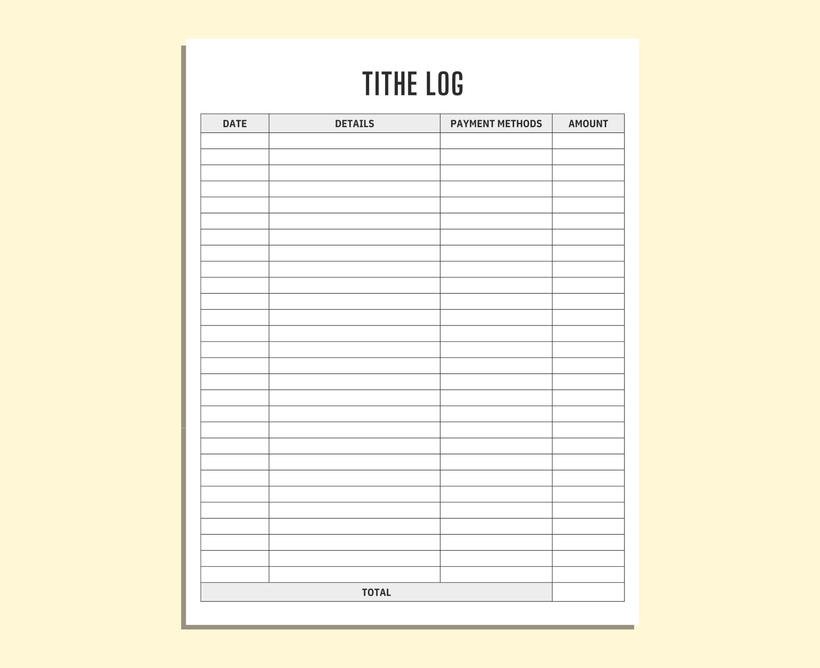 Tithe Log. Tithing Tracker. Financial Donation Record. Printable PDF - Etsy