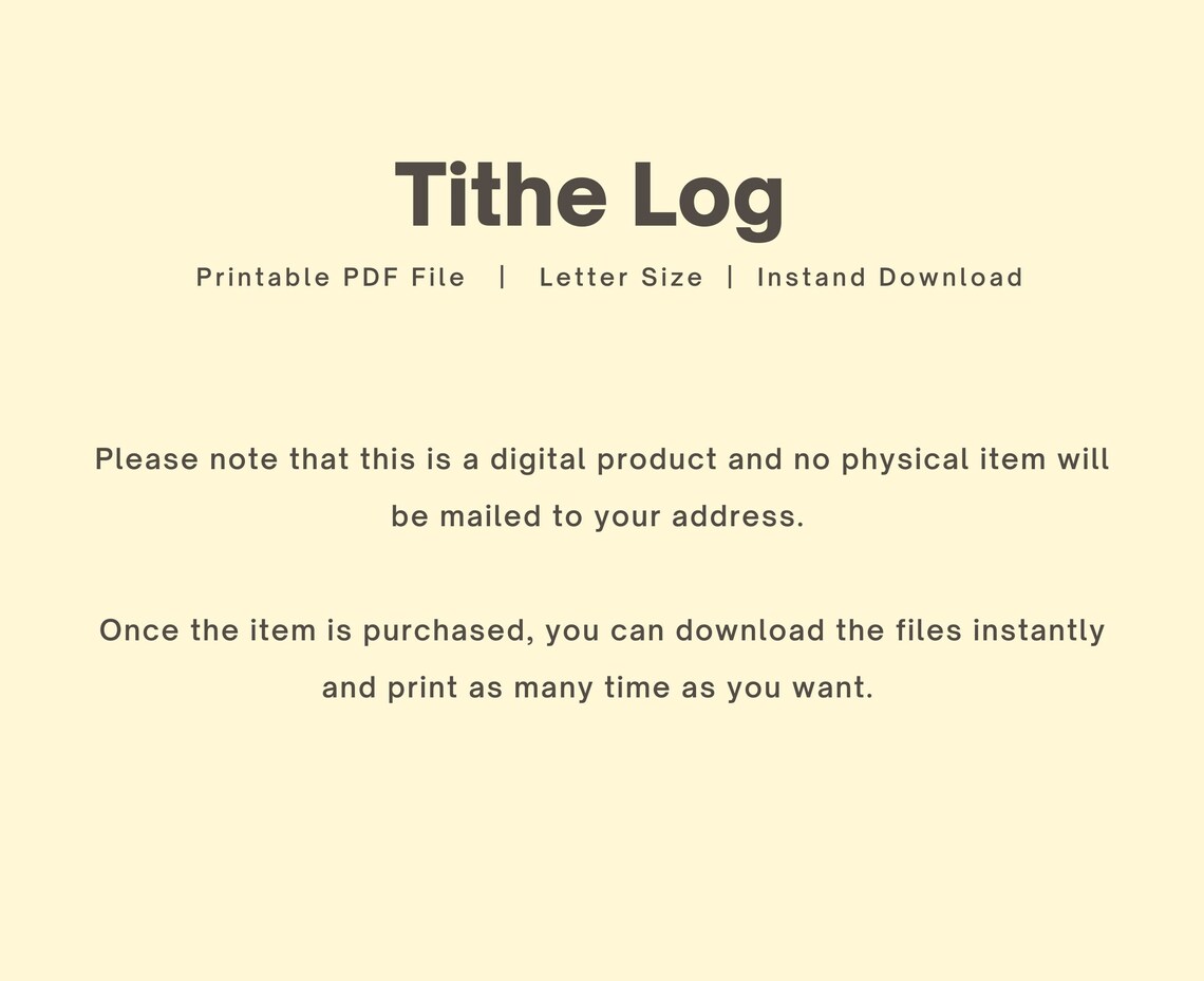 Tithe Log. Tithing Tracker. Financial Donation Record. - Etsy