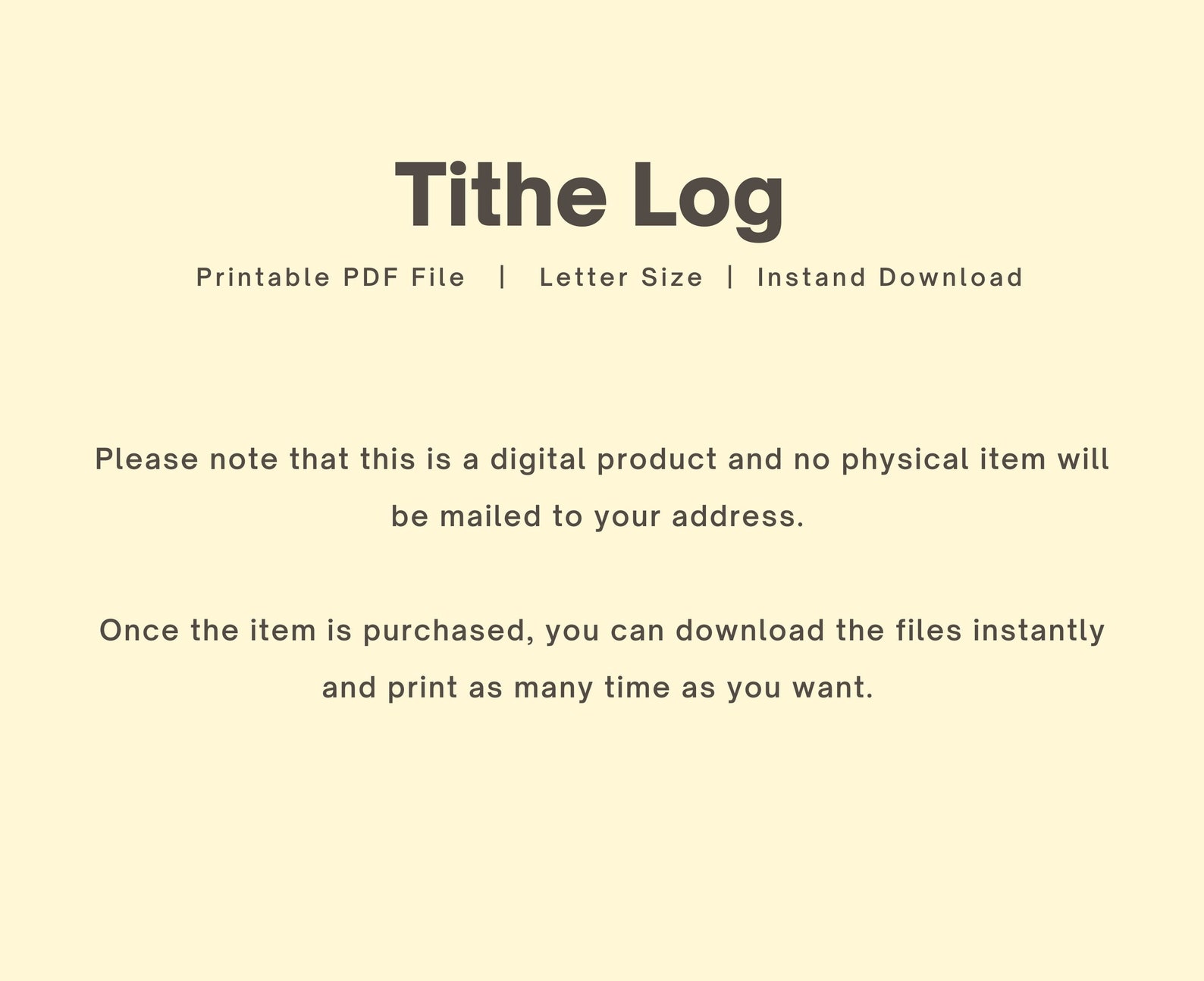 Tithe Log. Tithing Tracker. Financial Donation Record. Printable PDF - Etsy