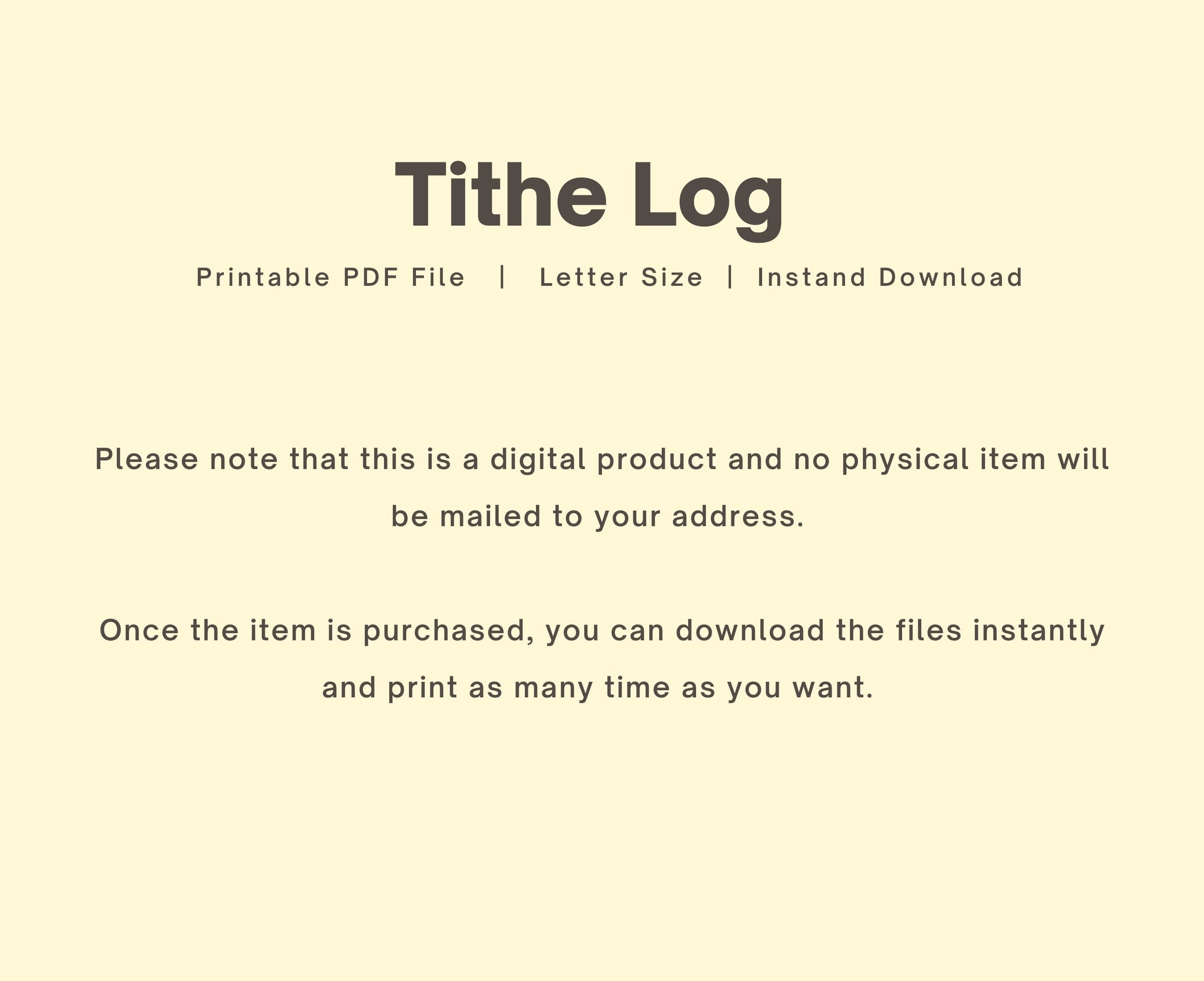 Tithe Log. Tithing Tracker. Financial Donation Record. Printable PDF - Etsy