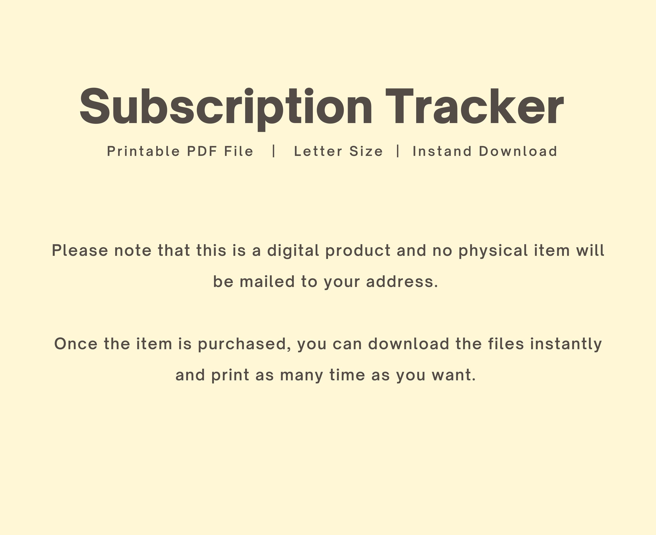 Subscription Tracker. Membership Tracking Sheet. Subscription - Etsy