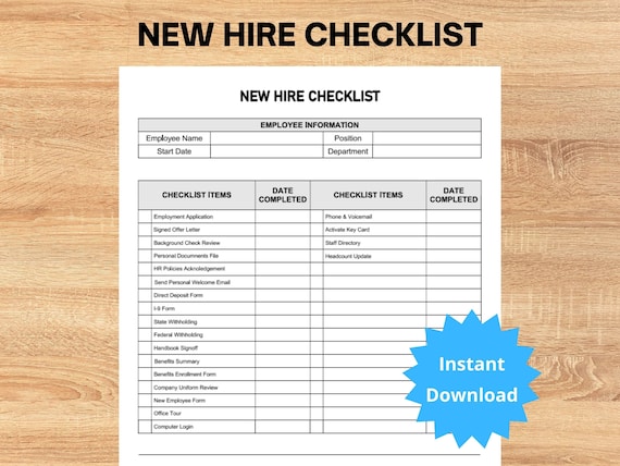 New Hire Checklist. Onboarding New Team Member Cheat Sheet. HR | Etsy