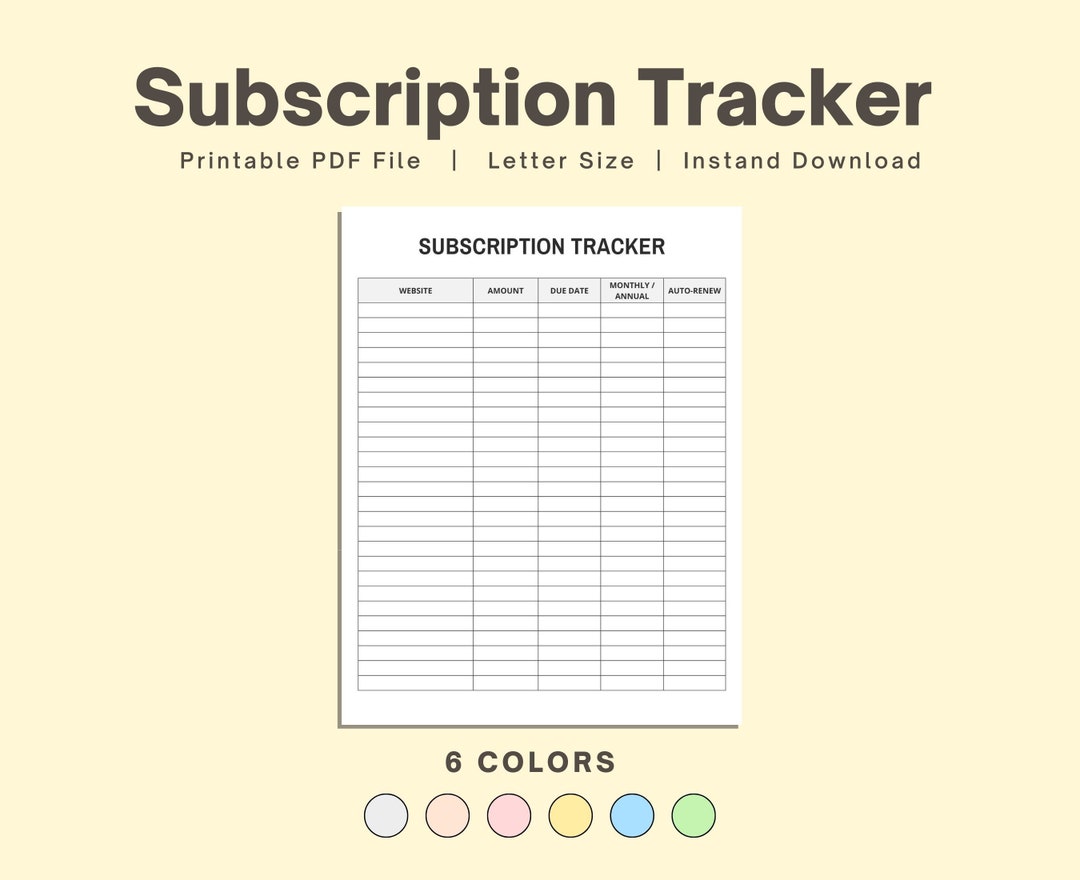 Subscription Tracker. Membership Tracking Sheet. Subscription - Etsy