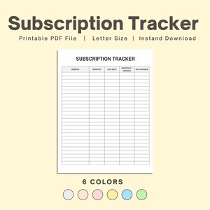 Subscription Tracker. Membership Tracking Sheet. Subscription - Etsy