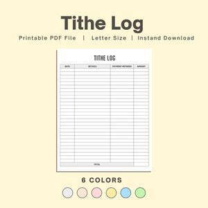 Tithe Log. Tithing Tracker. Financial Donation Record. Printable PDF - Etsy