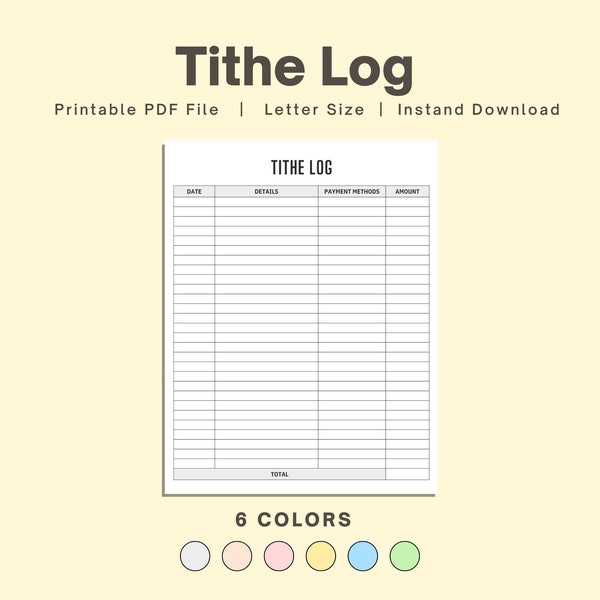 Church Tithe Log - Etsy
